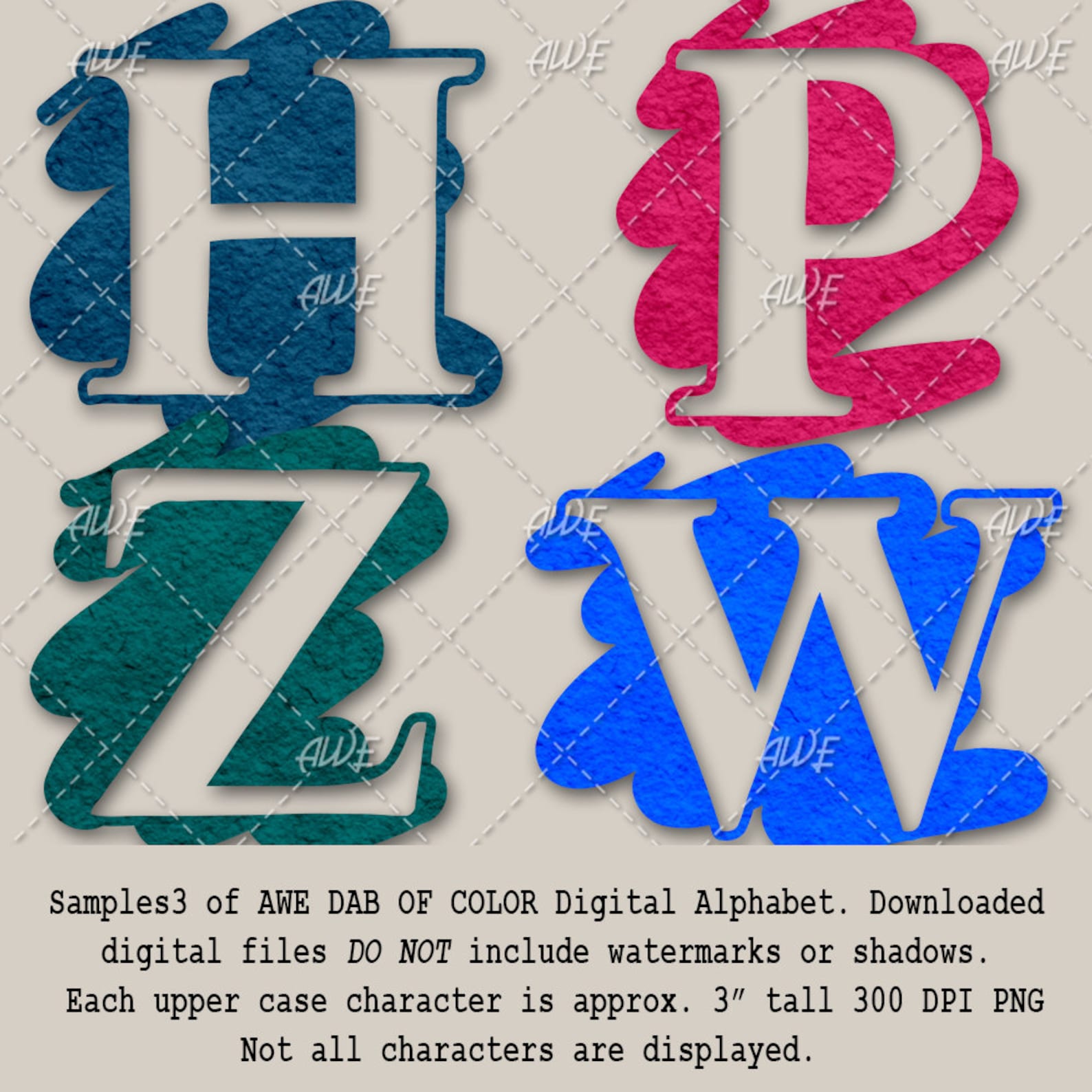 Dab of Color Digital Alphabet by Awesomescrapper High - Etsy