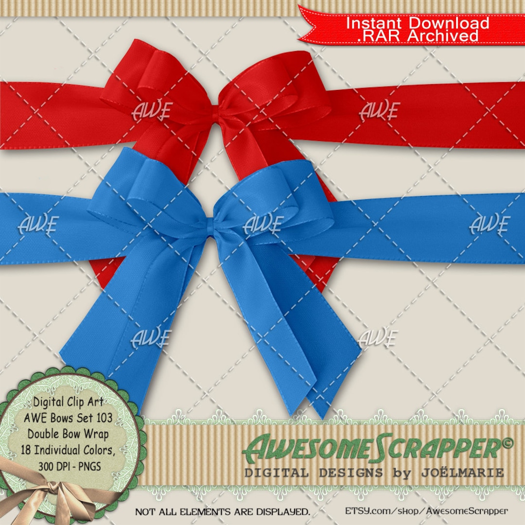 Bows Set 103 Digital Clip Art by Awesomescrapper - High Quality, 300 ...