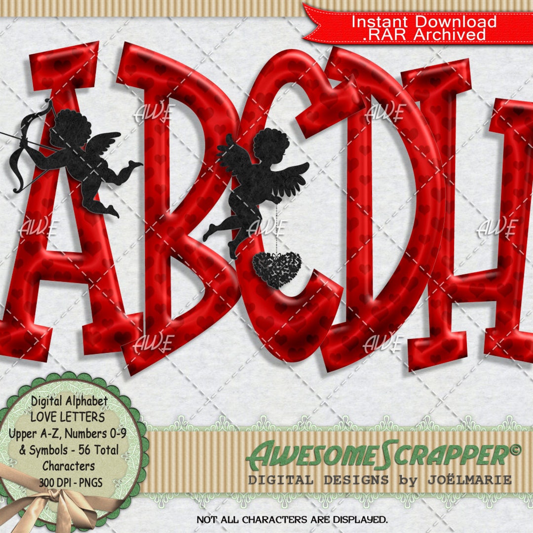 Love Letters Digital Alphabet by Awesomescrapper - High Quality, 300 ...