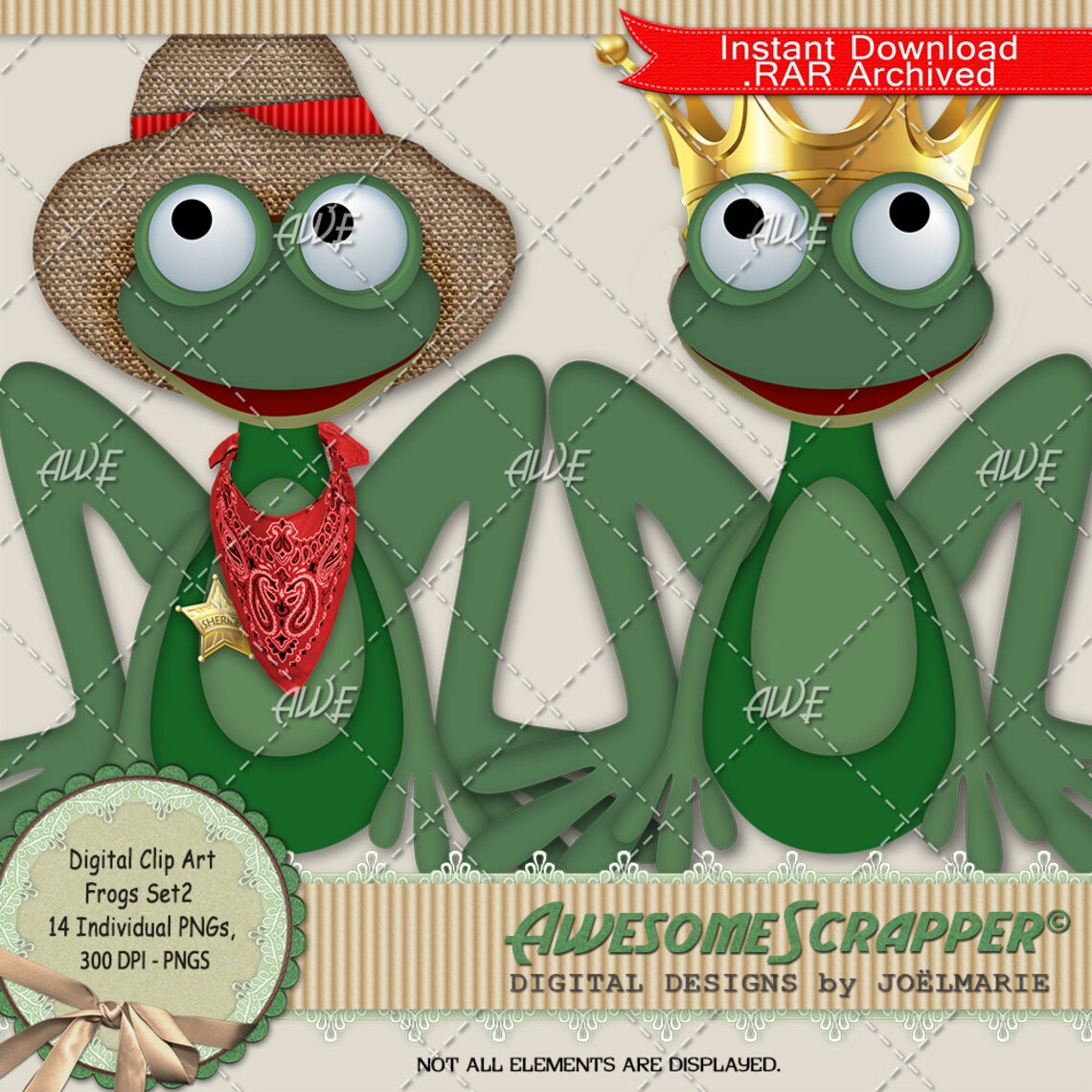 FROGS Set2 Digital Clip Art by Awesomescrapper High Quality | Etsy
