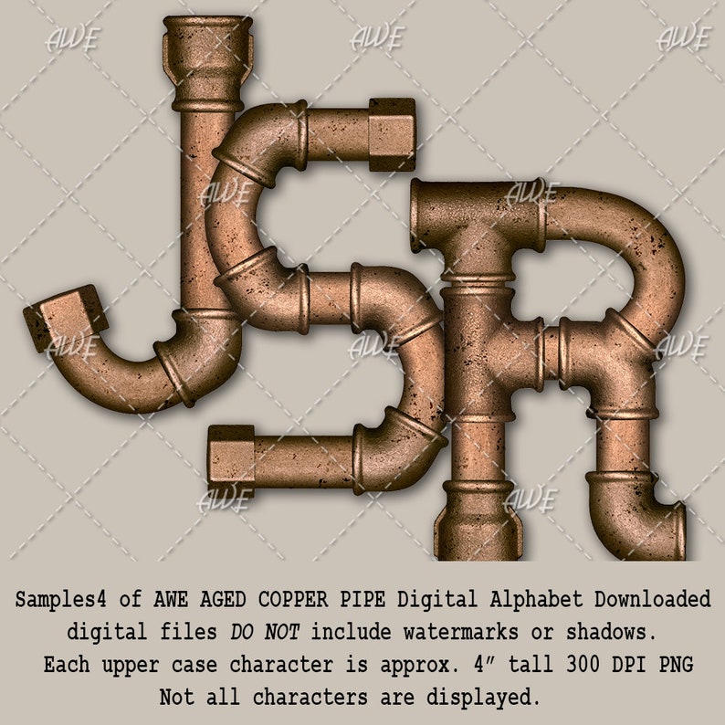 Aged Copper Pipe Digital Alphabet by Awesomescrapper High - Etsy