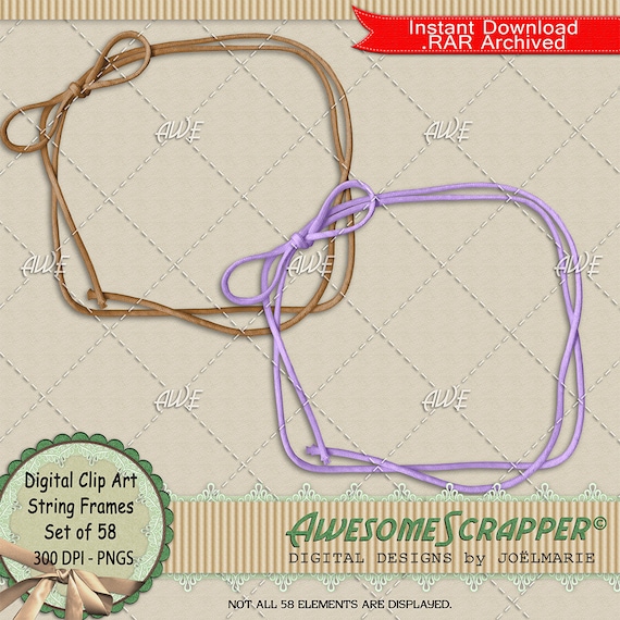 String Frames Digital Clipart by Awesomescrapper Set of 58 - Etsy