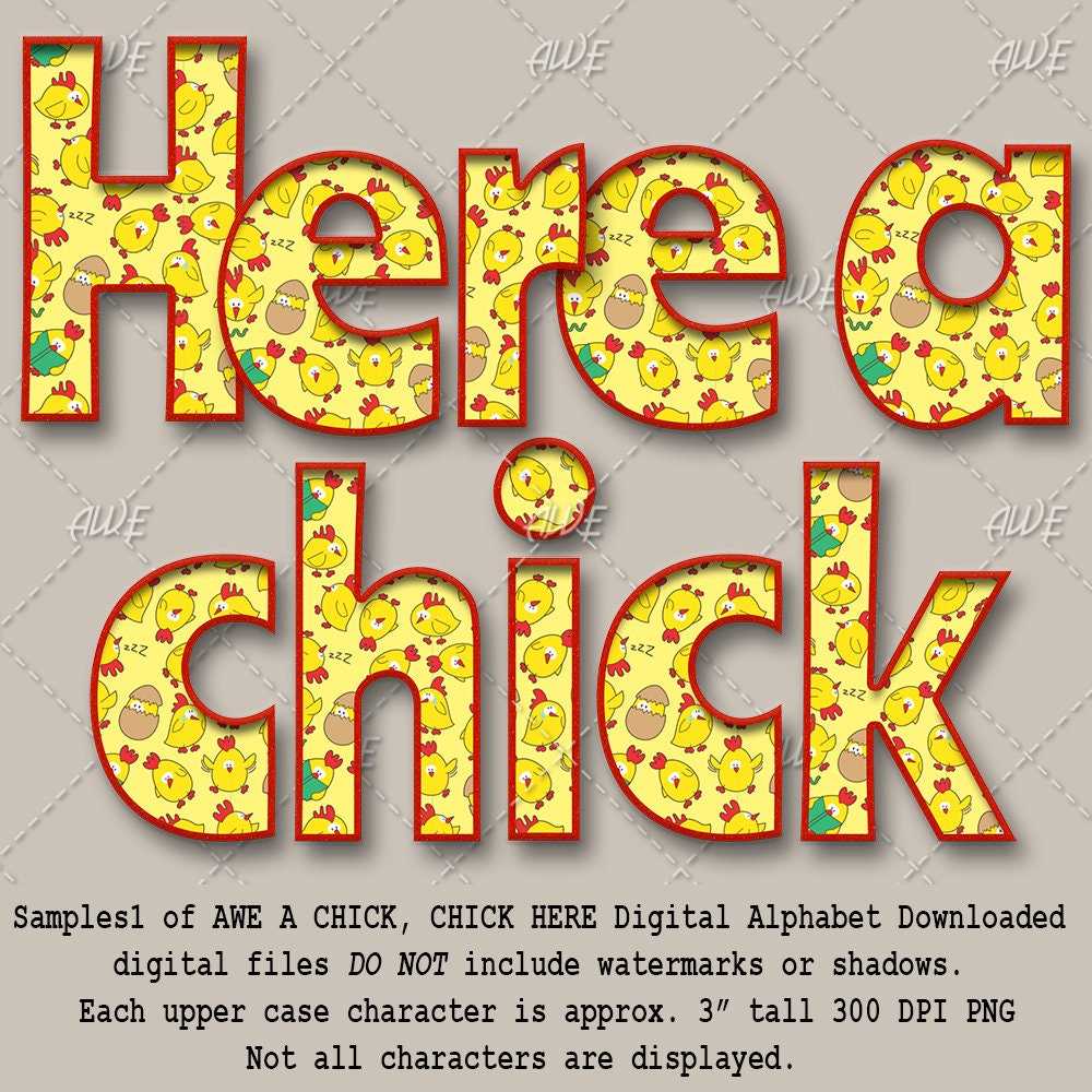 Chick Chick Here Digital Alphabet by Awesomescrapper High | Etsy
