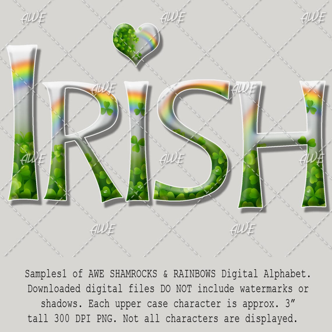 Shamrocks and Rainbows Digital Alphabet by AwesomeScrapper | Etsy