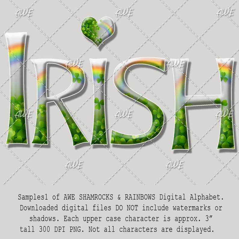 Shamrocks and Rainbows Digital Alphabet by Awesomescrapper - High ...