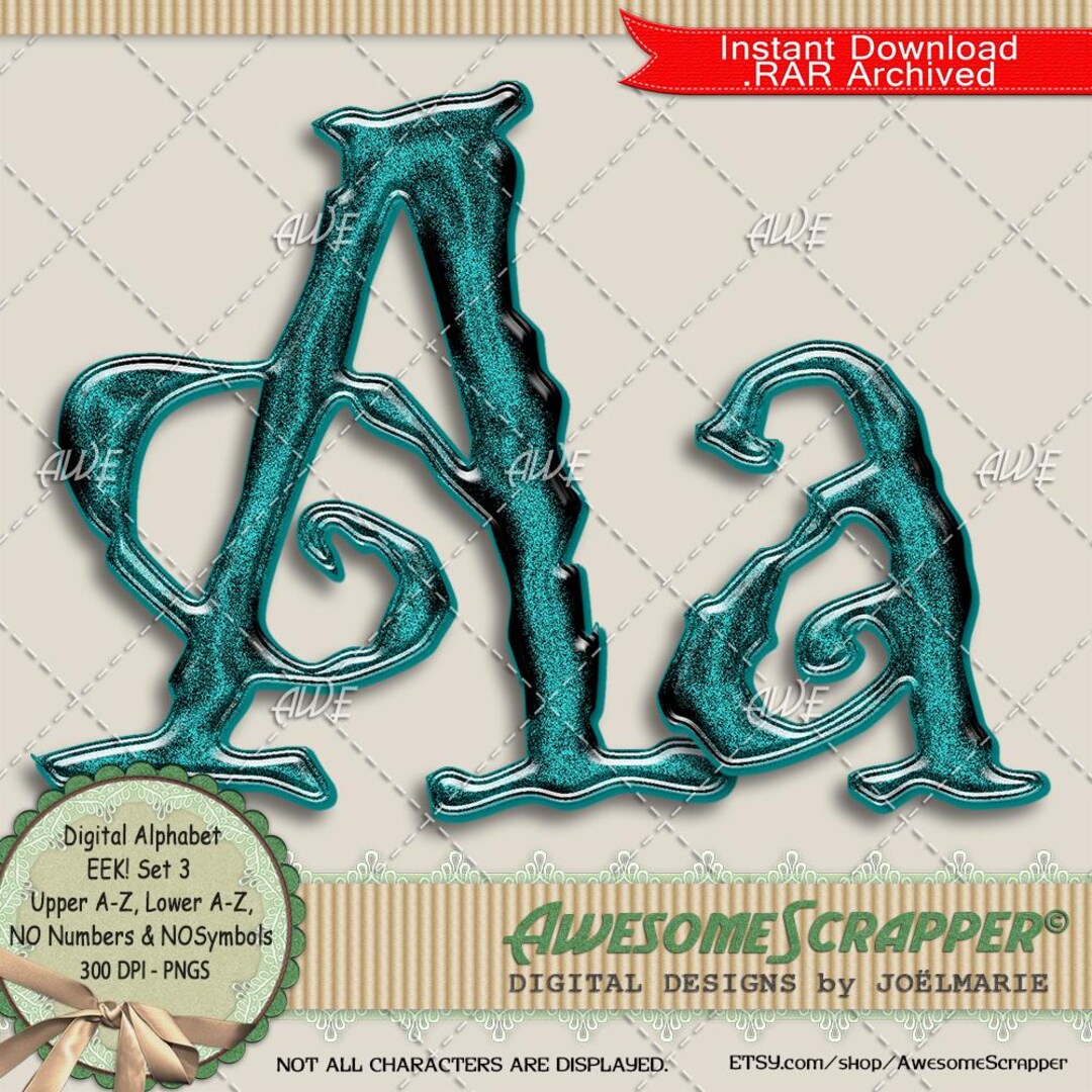 EEK! Set3 Digital Alphabet by Awesomescrapper, High Quality 300 DPI ...