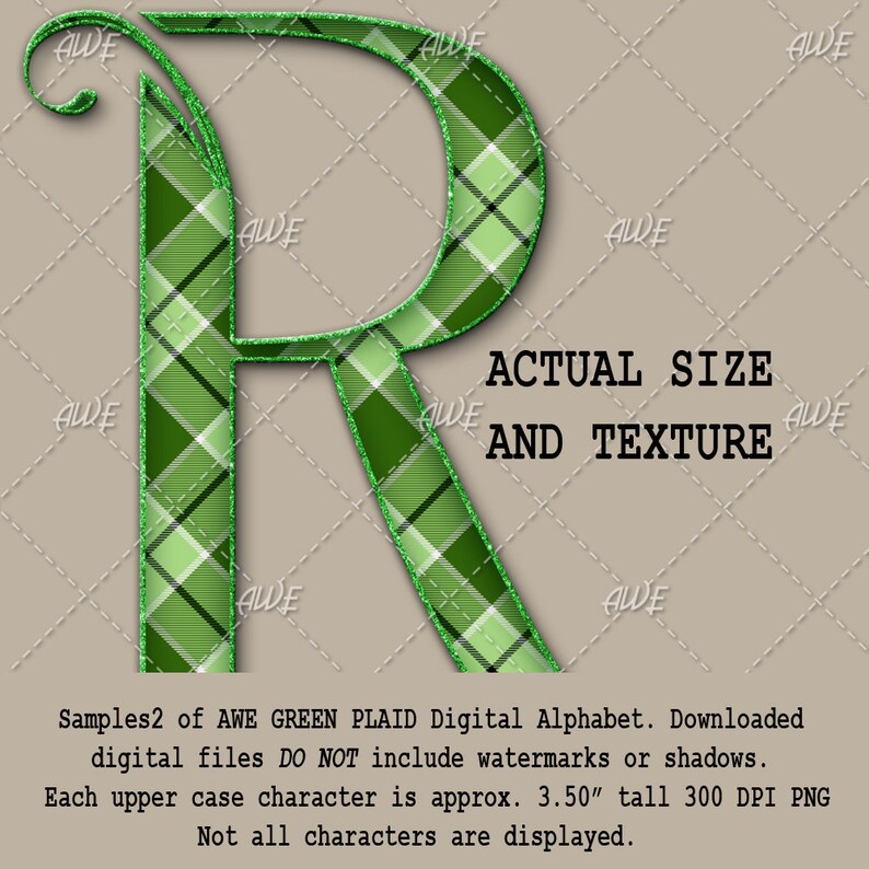 Green Plaid Digital Alphabet by Awesomescrapper High | Etsy