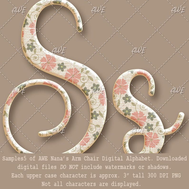 Nana’s Arm Chair Digital Alphabet by Awesomescrapper, 300 DPI Pngs ...