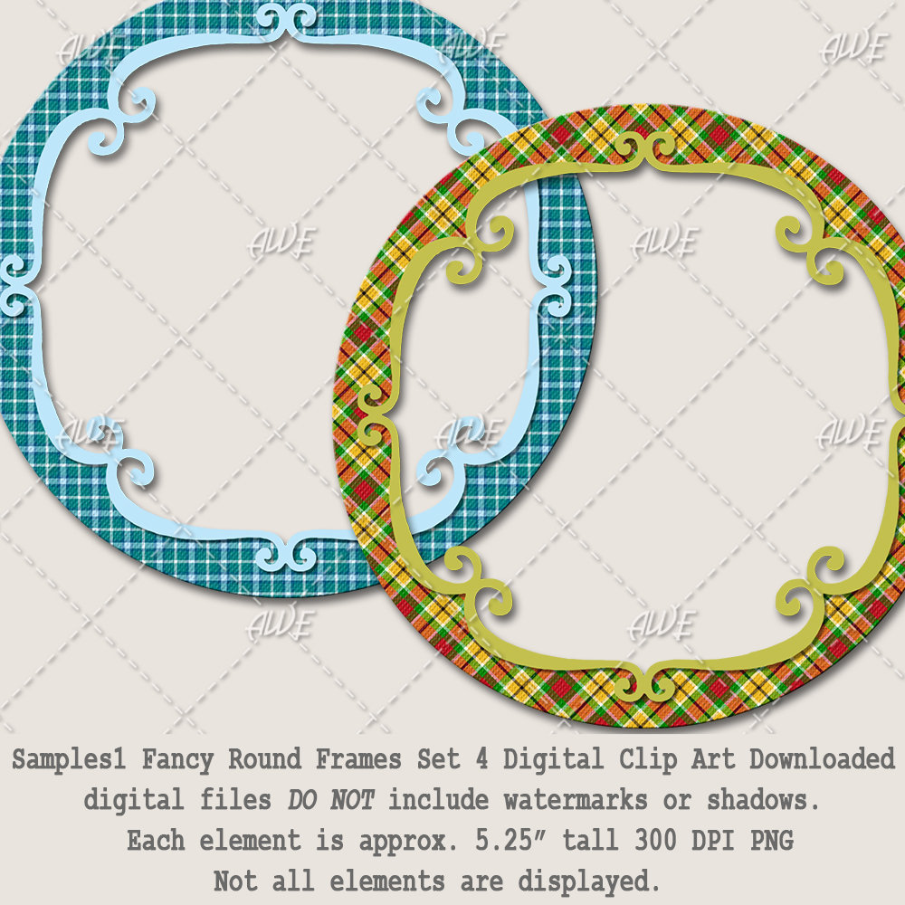 Fancy Round Frames4 Digital Clip Art by AwesomeScrapper High | Etsy
