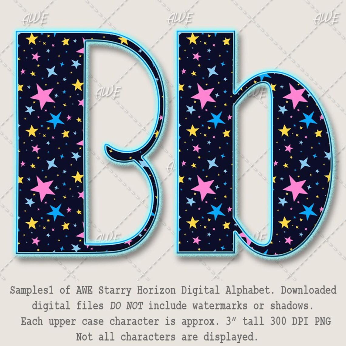 Starry Horizon Digital Alphabet by Awesomescrapper, High Quality 300 ...
