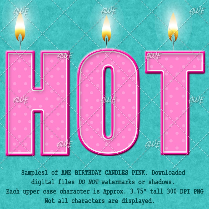 Birthday Candles Pink Digital Alphabet, by Awesomescrapper - Upper Case ...