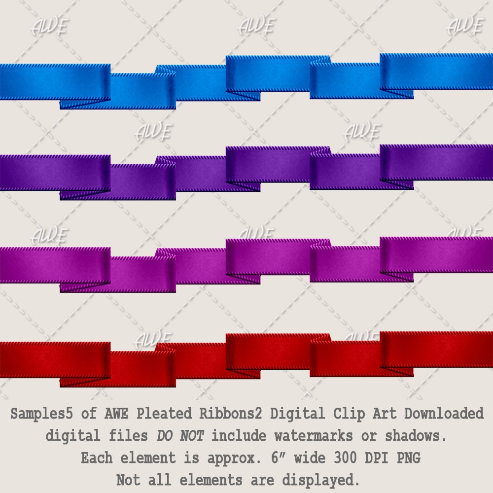 Pleated Ribbons 2 by Awesomescrapper High Quality 300 DPI | Etsy