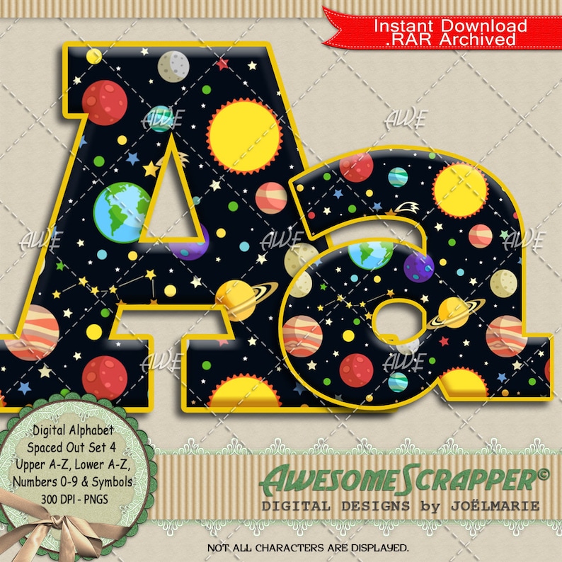 Spaced Out Set4 Digital Alphabet by AwesomeScrapper High - Etsy