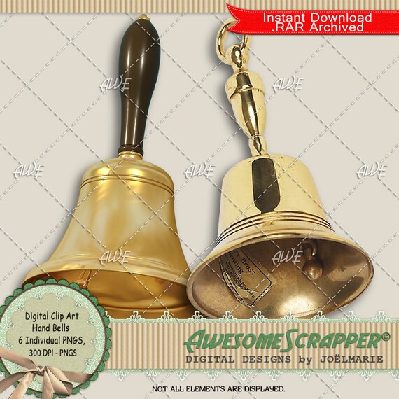 Hand Bells Digital Clip Art by Awesomescrapper High Quality | Etsy