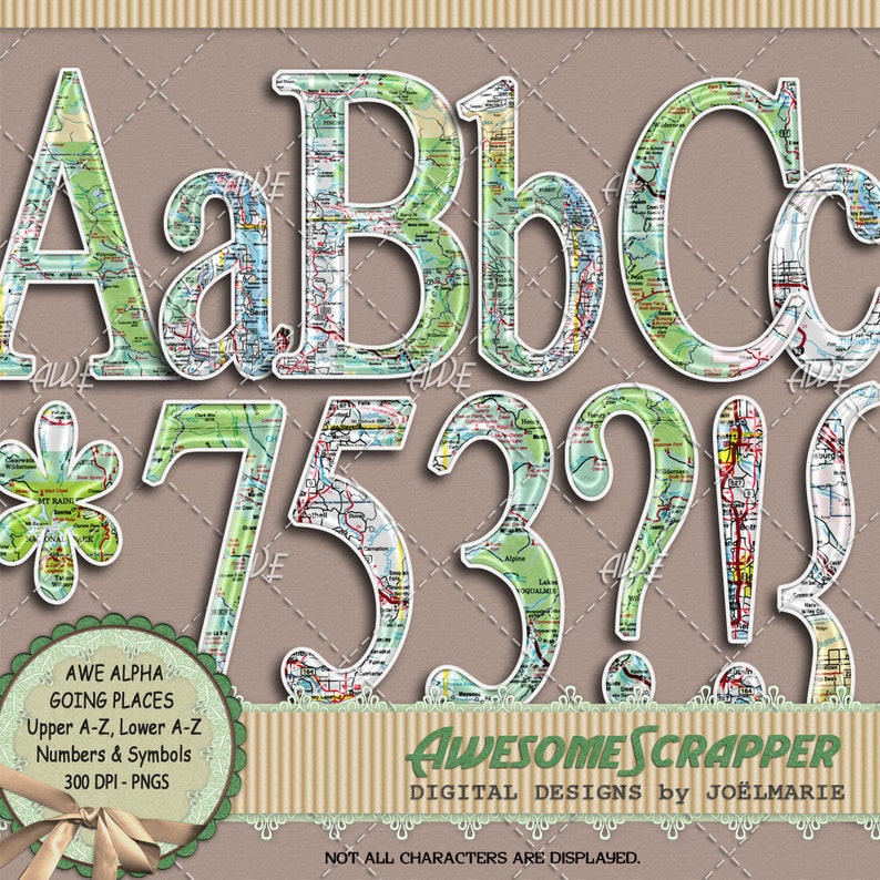 Going Places Digital Alphabet by Awesomescrapper, Upper Case, Lower ...