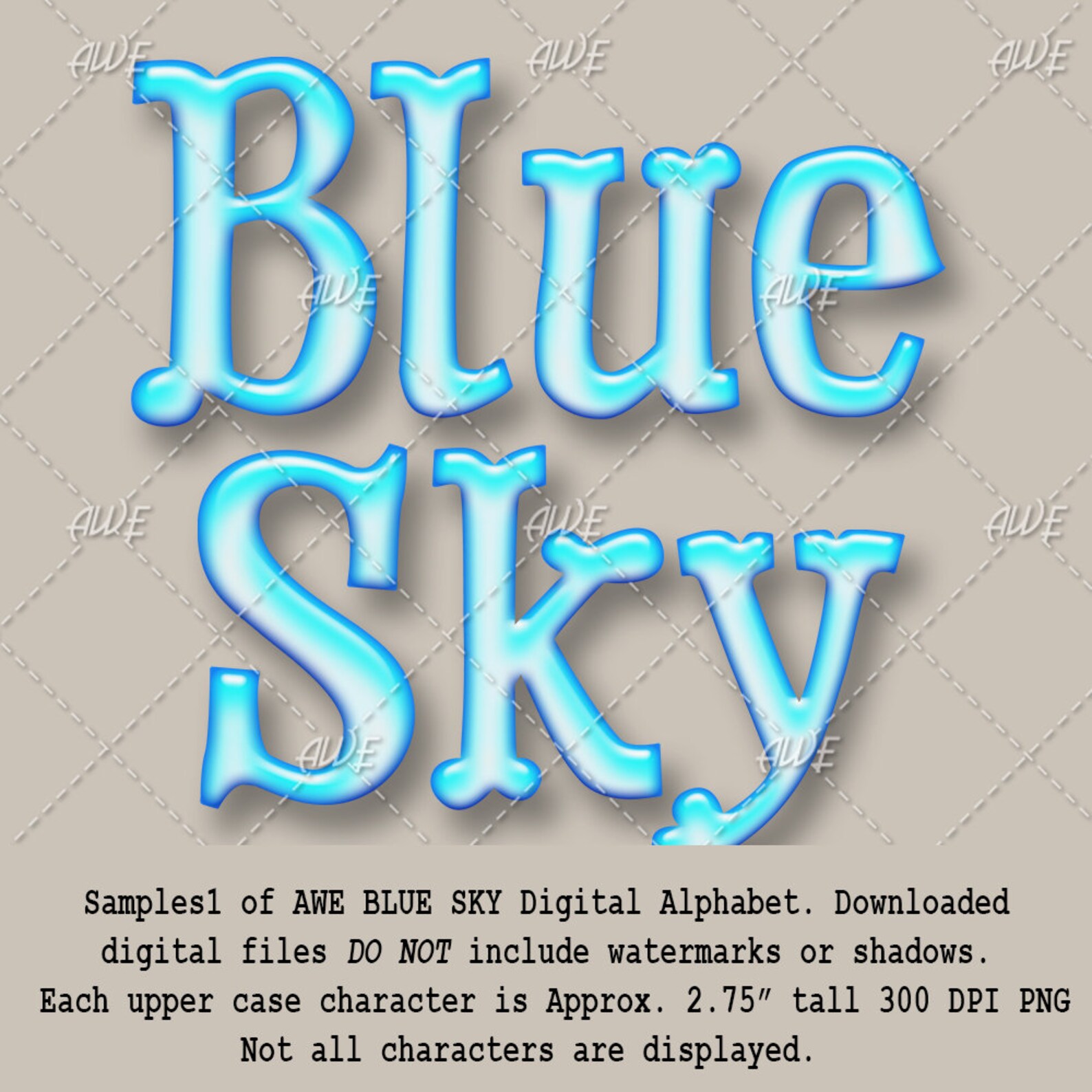 Blue Sky Digital Alphabet, by Awesomescrapper - High Quality, 300 DPI ...