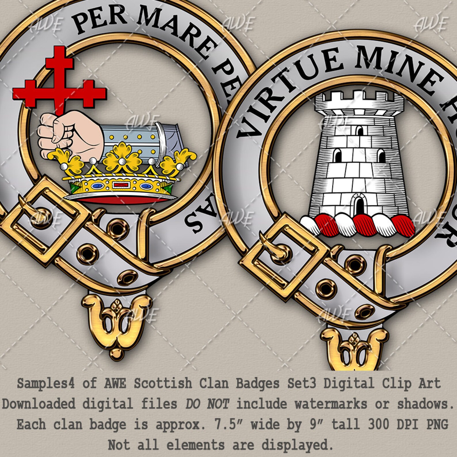 Scottish Clan Badges Set3 Digital Clip Art by Awesomescrapper | Etsy