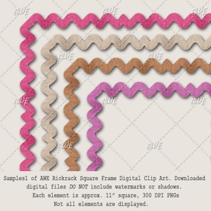 Rickrack Square Frame Digital Clip Art by Awesomescrapper - High ...