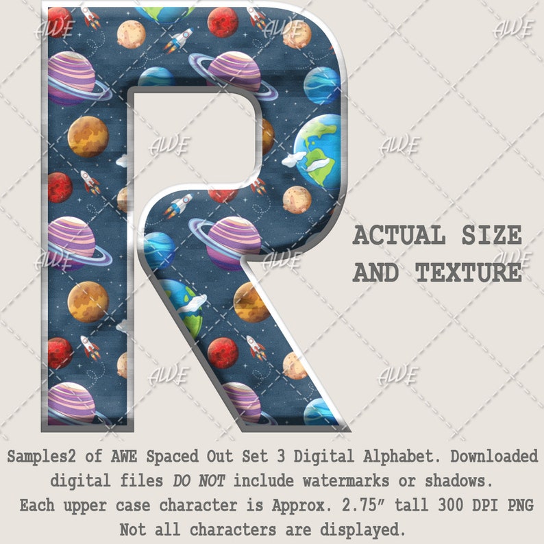 Spaced Out Set 3 Digital Alphabet by Awesomescrapper High - Etsy