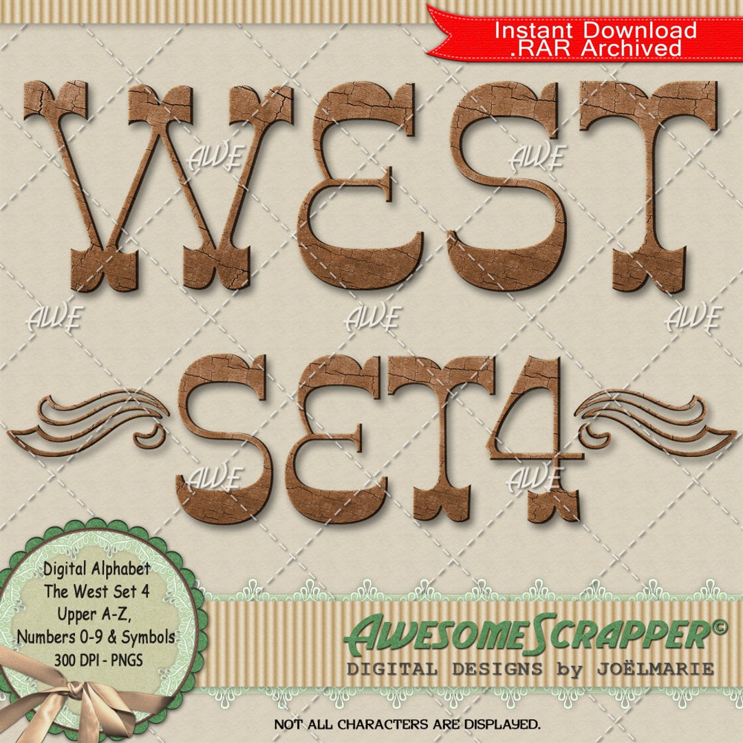 The West Set4 Digital Alphabet by Awesomescrapper - High Quality, 300 ...