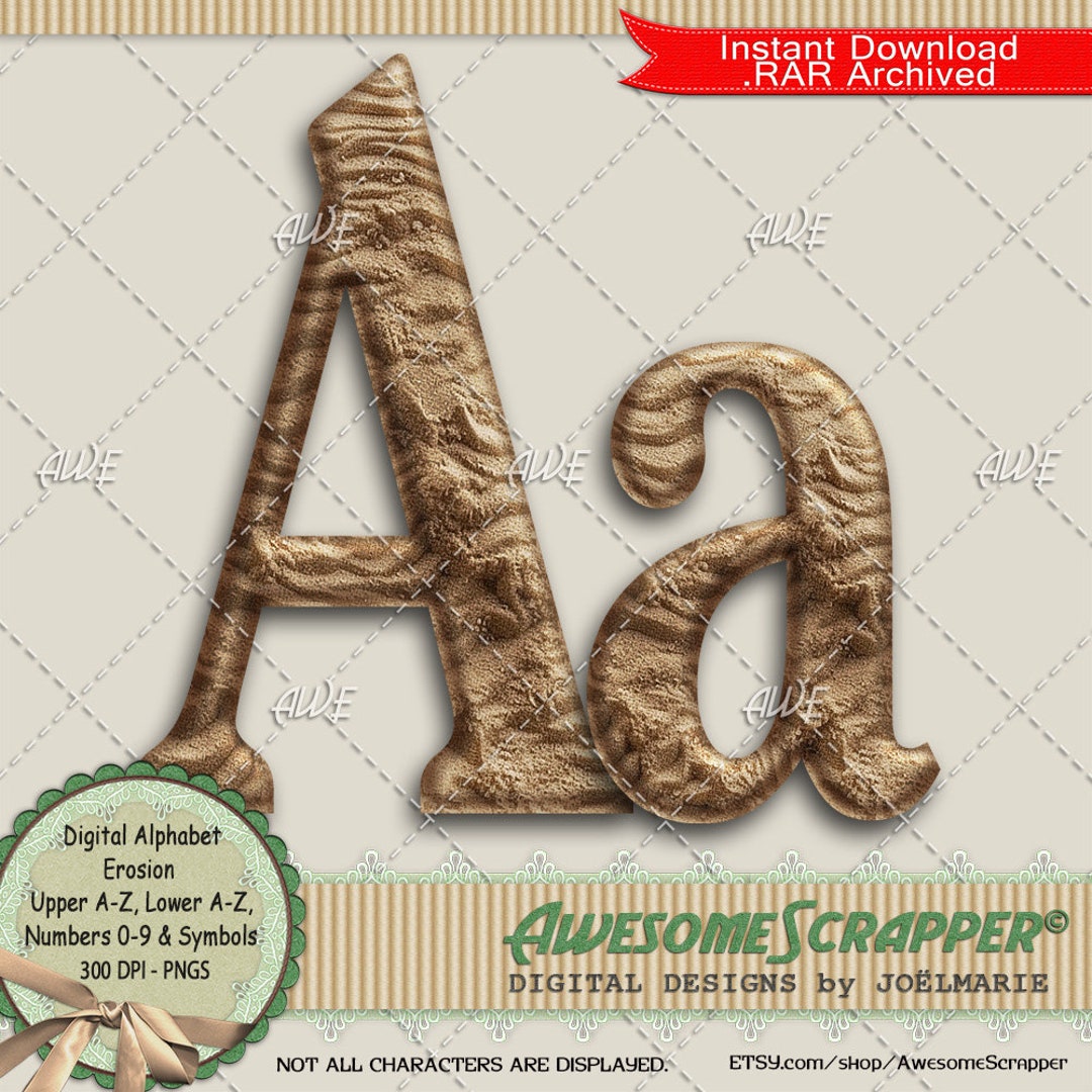 Erosion Digital Alphabet by Awesomescrapper, High Quality 300 DPI Pngs ...