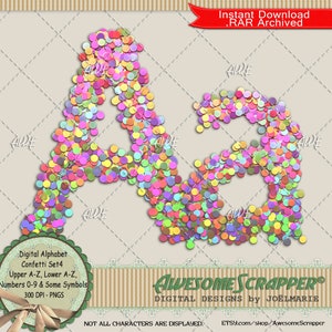 Confetti Set 4 Digital Alphabet by Awesomescrapper, High Quality 300 ...