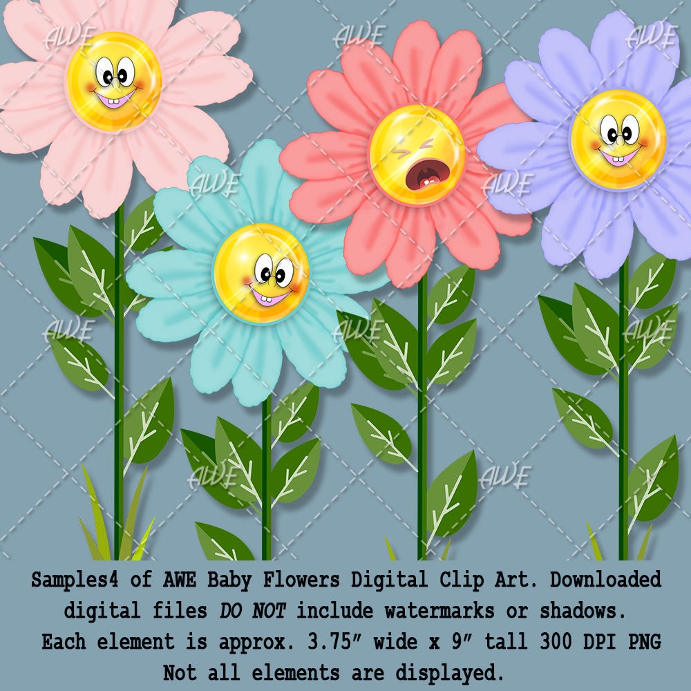 Baby Flowers Digital Clip Art by Awesomescrapper - High Quality, 300 ...