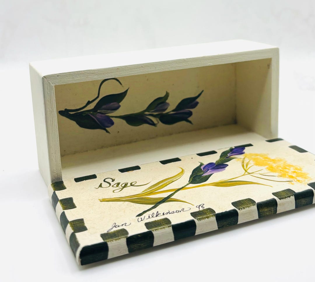 Vintage Farmhouse Folk Art Keepsake Box … Free Shipping - Etsy