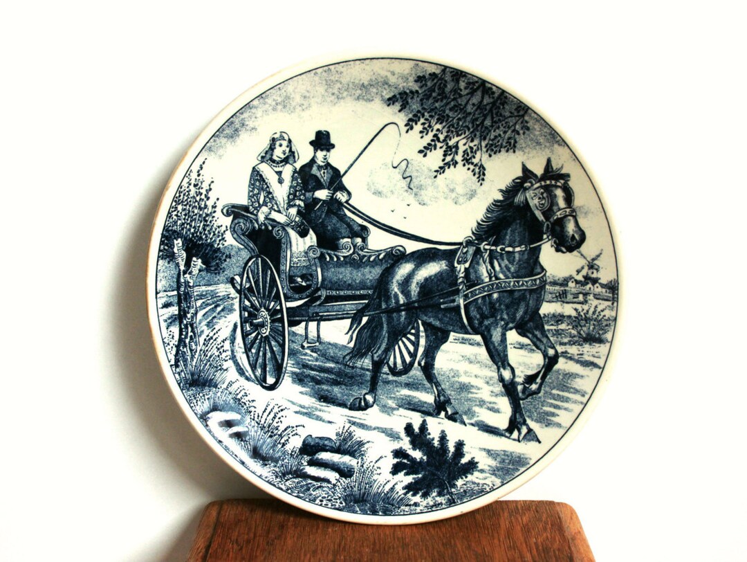 Delfts Blue Plate Vintage Plate Ceramic Plate With Horse and Carriage ...