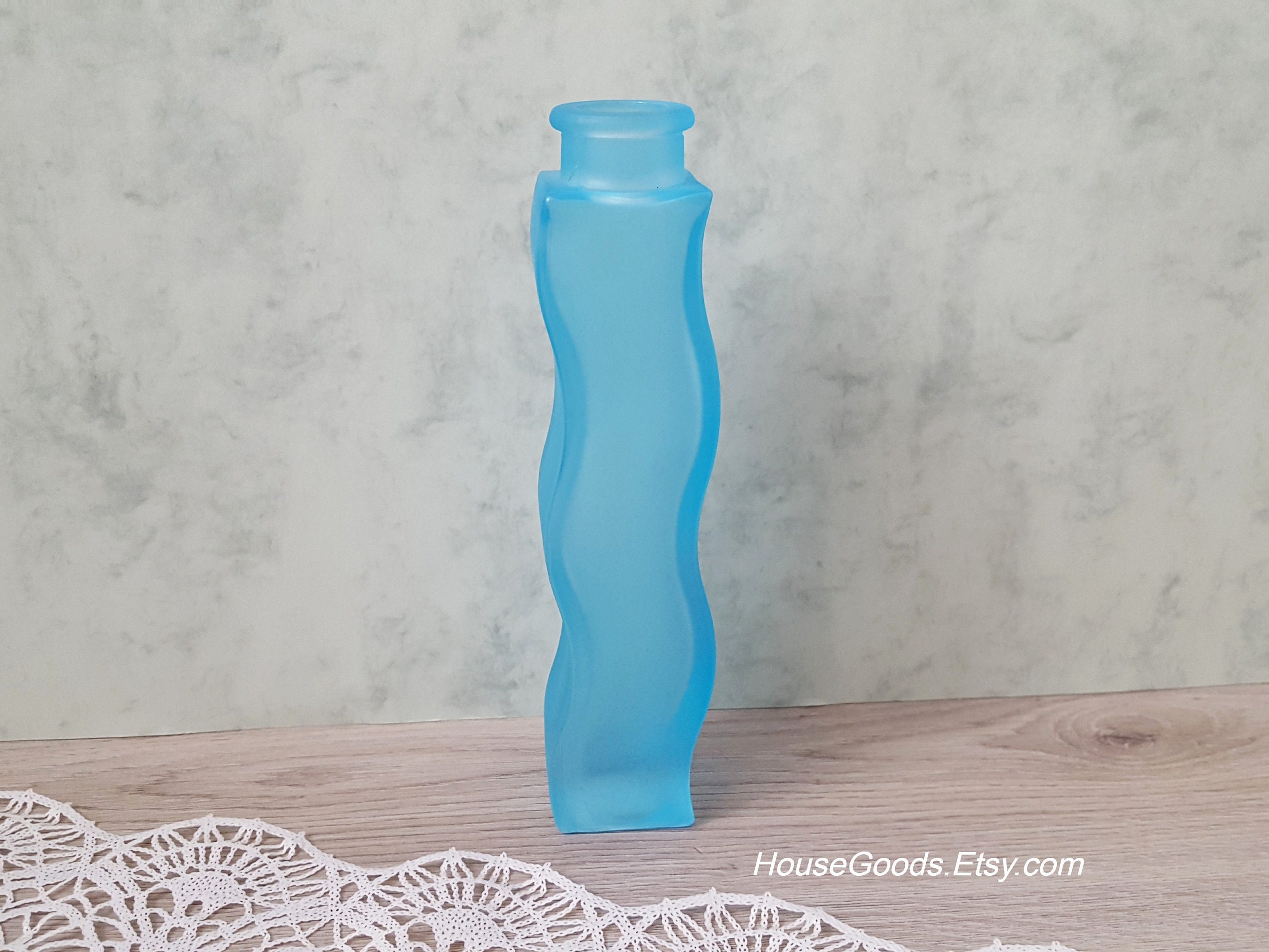 Vintage Glass Vase Colored Glass Vase Blue Colour Vase Square Vase ...
