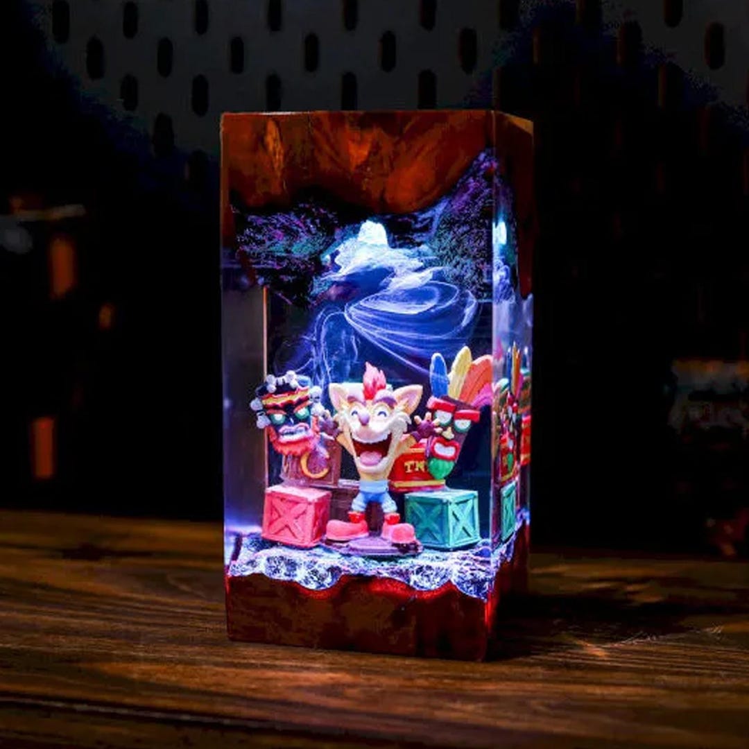 Crash Bandicoot Game Epoxy Resin Lamp, Gift for Kid, Gift for Him, Christmas Gift, Night Light ...