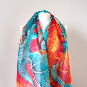 Dragon Scarf Festival, Hand Painted Silk Scarf Flying Dragons, Dragon ...