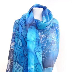 Big Blue Scarf, XL Scarves Hand Painted on Silk, Bathing Suit Wrap ...