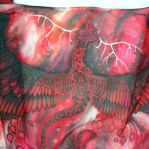 Red Dragon Silk Scarf - Hand Painted Scarves With Red & Black Dragon ...