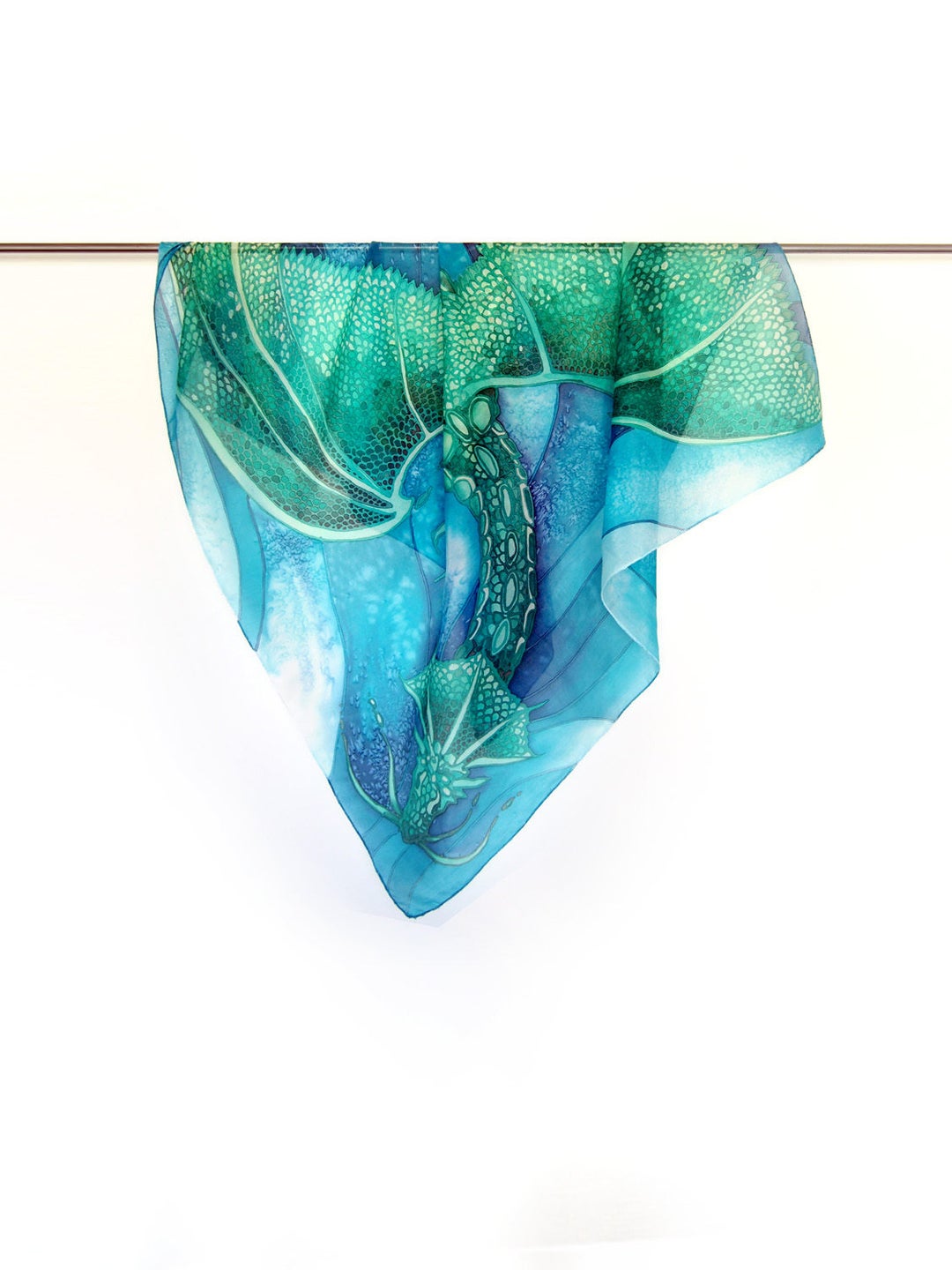 Dragon Scarf Big Square Silk Scarf Dragon - Green Scarf - Blue Scarves ...