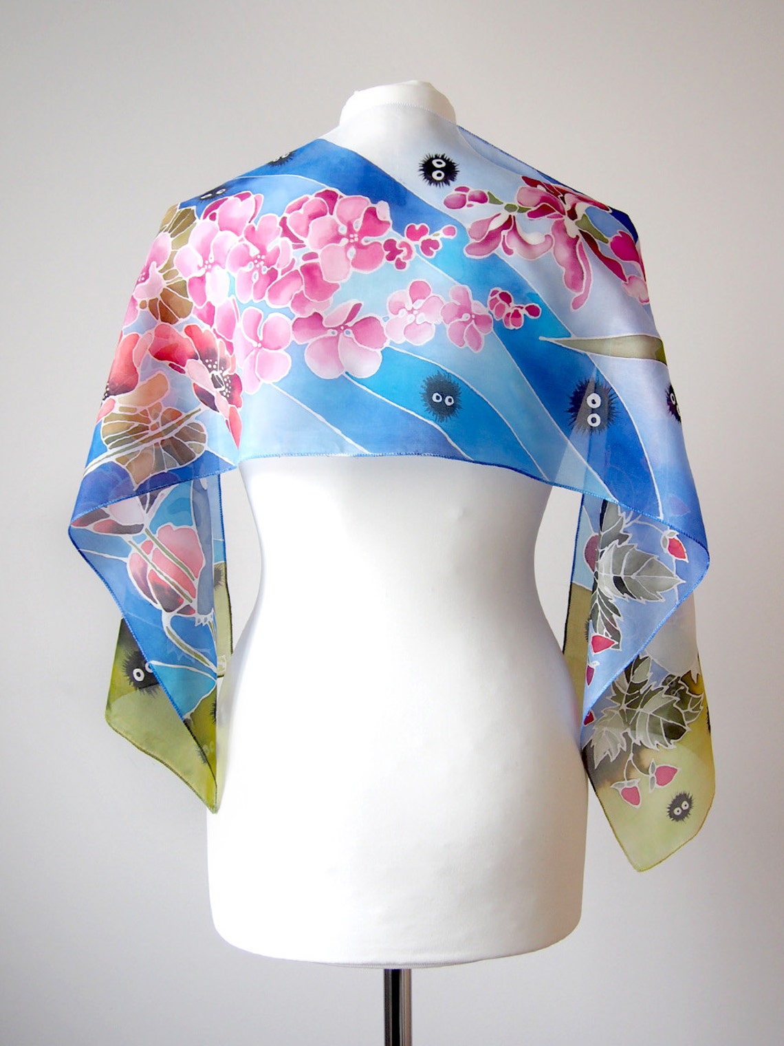 Totoro Silk Scarf, Hand Painted Scarves With My Neighbor Totoro and ...