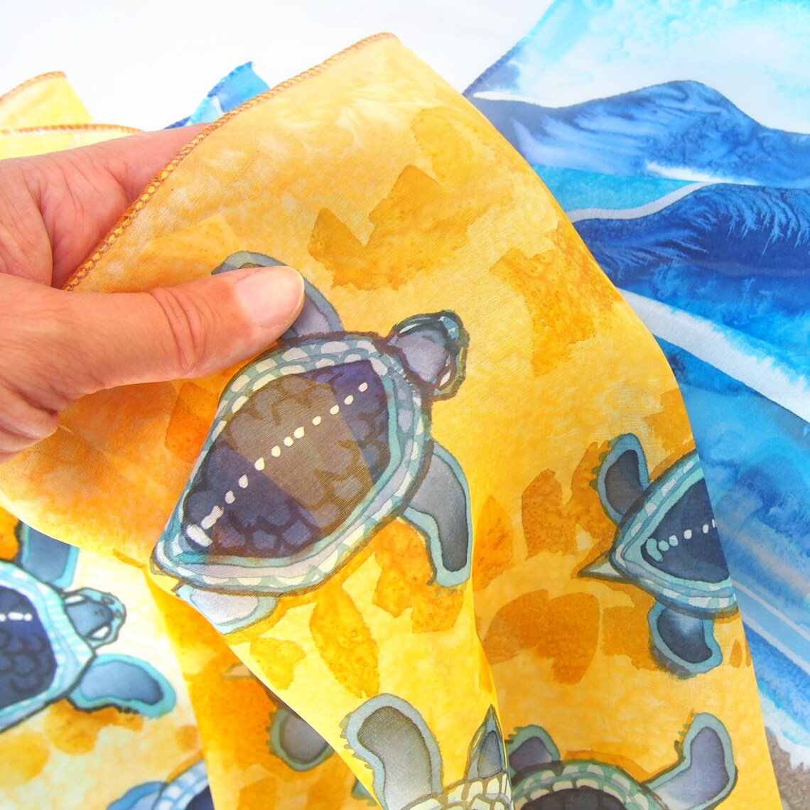 Sea Turtles Scarf Hand Painted Silk Scarves With Little Baby - Etsy