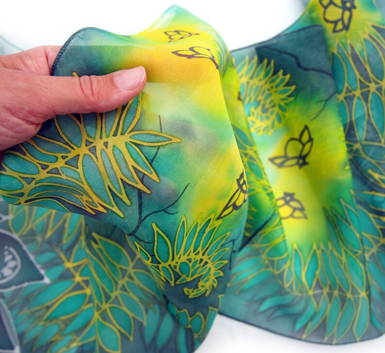 Fern Silk Scarf Firefly Insect Hand Painted on Silk Scarves. - Etsy
