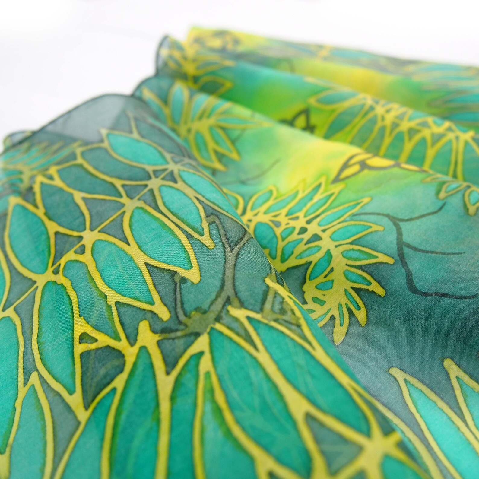 Fern Silk Scarf Firefly Insect Hand Painted on Silk Scarves. | Etsy