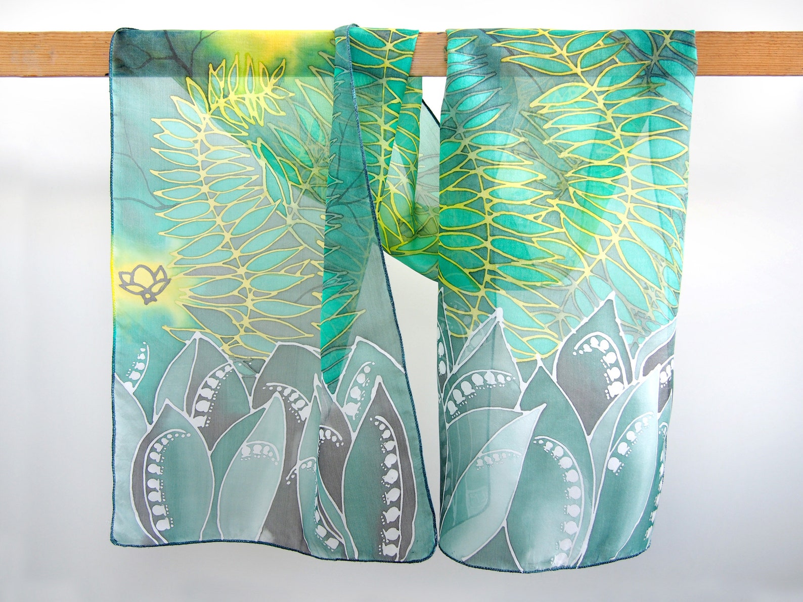 Fern Silk Scarf Firefly Insect Hand Painted on Silk Scarves. | Etsy