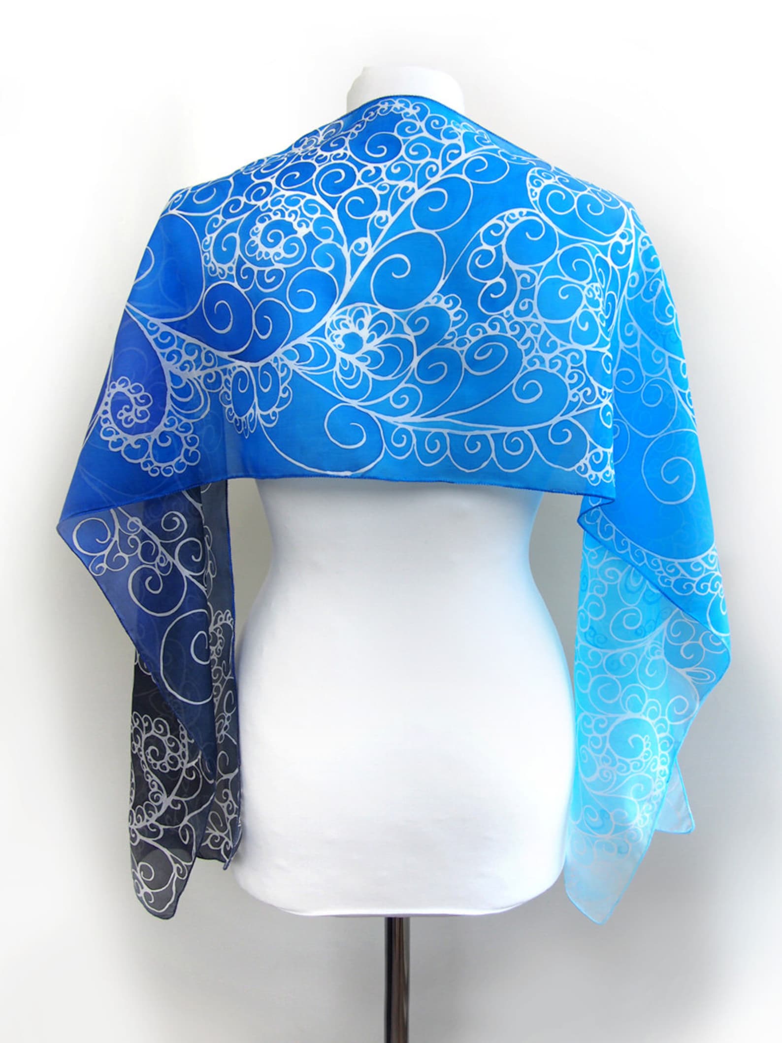 Ice Scarf Silk Scarf FROST Hand Painted Silk Scarves | Etsy