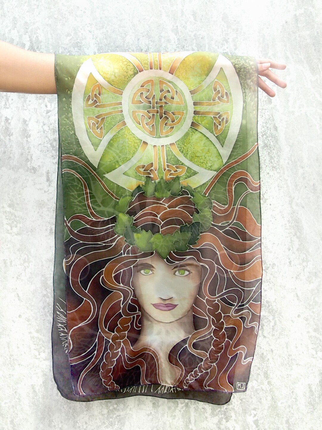 Silk Scarf - Celtic Tree of Life Scarf - Hand Painted Long Scarf ...