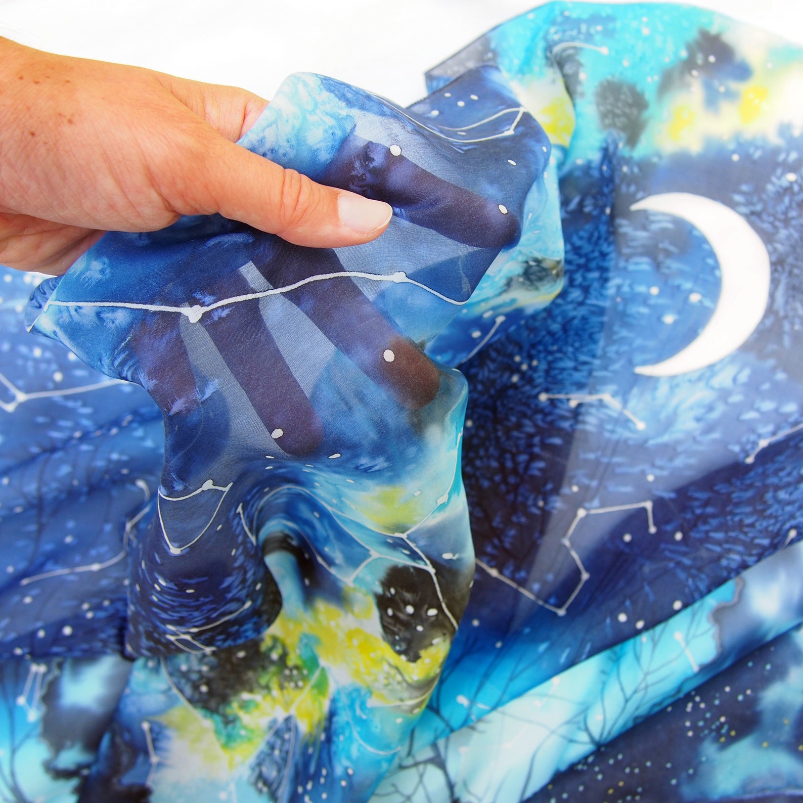 Stars Silk Scarf - Big Silk Wrap - Night Sky Pareo - Zodiac Signs ...