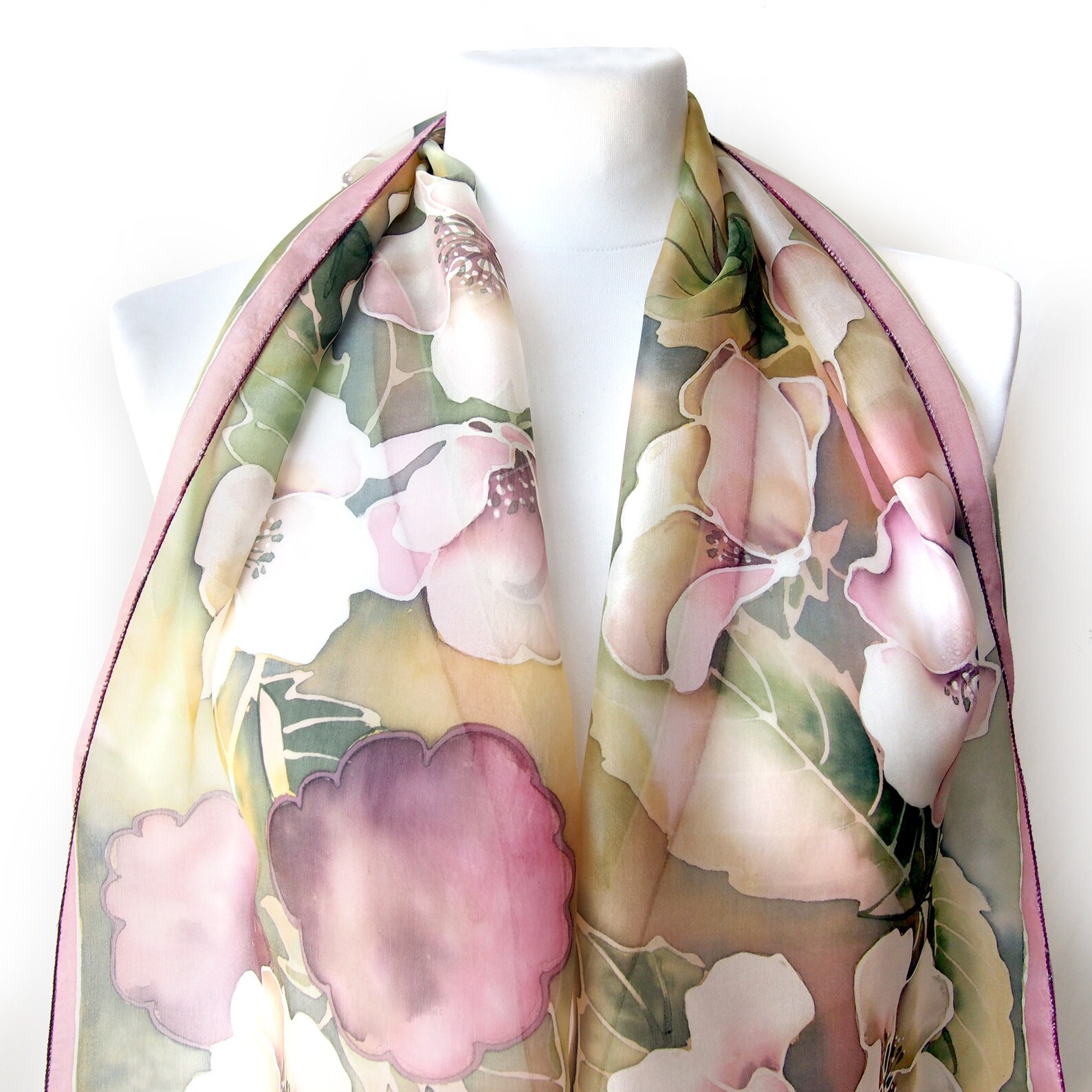 Watercolor Silk Scarf Raspberry Silk Scarves Hand Painted - Etsy