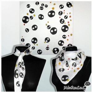 Silk Scarf Totoro & Soot Sprites, Square Silk Scarves Susuwatari, Anime ...