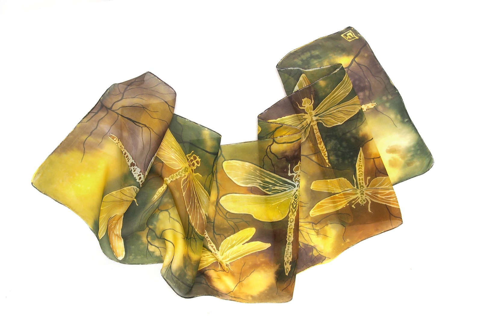 Brown Silk Scarf - Hand Painted Silk Scarves With Dragonflies ...