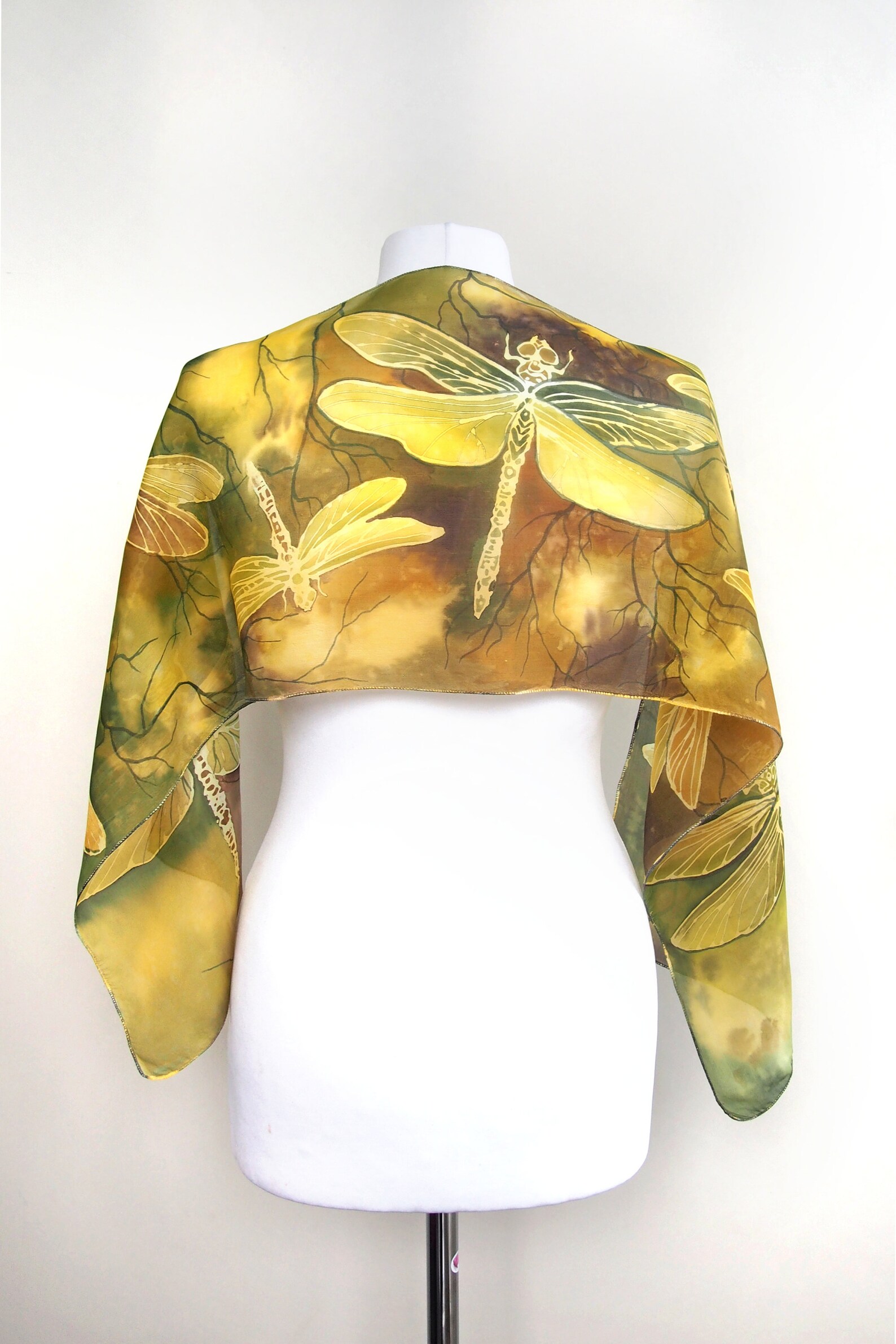 Brown Silk Scarf - Hand Painted Silk Scarves With Dragonflies ...