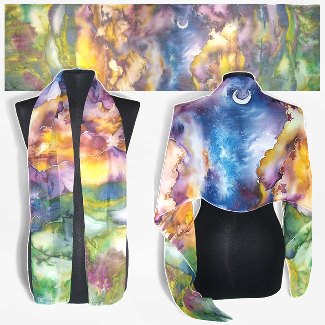 Long Silk Scarf: Sunset in Mountains. Hand Painted Scarves - Etsy