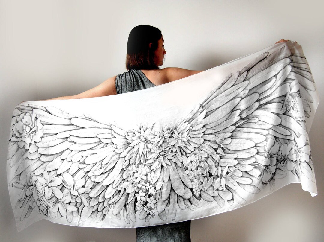 Bird Wings Scarf - Big Scarf - Pareo - Sarong - Silk Scarves - Angel ...