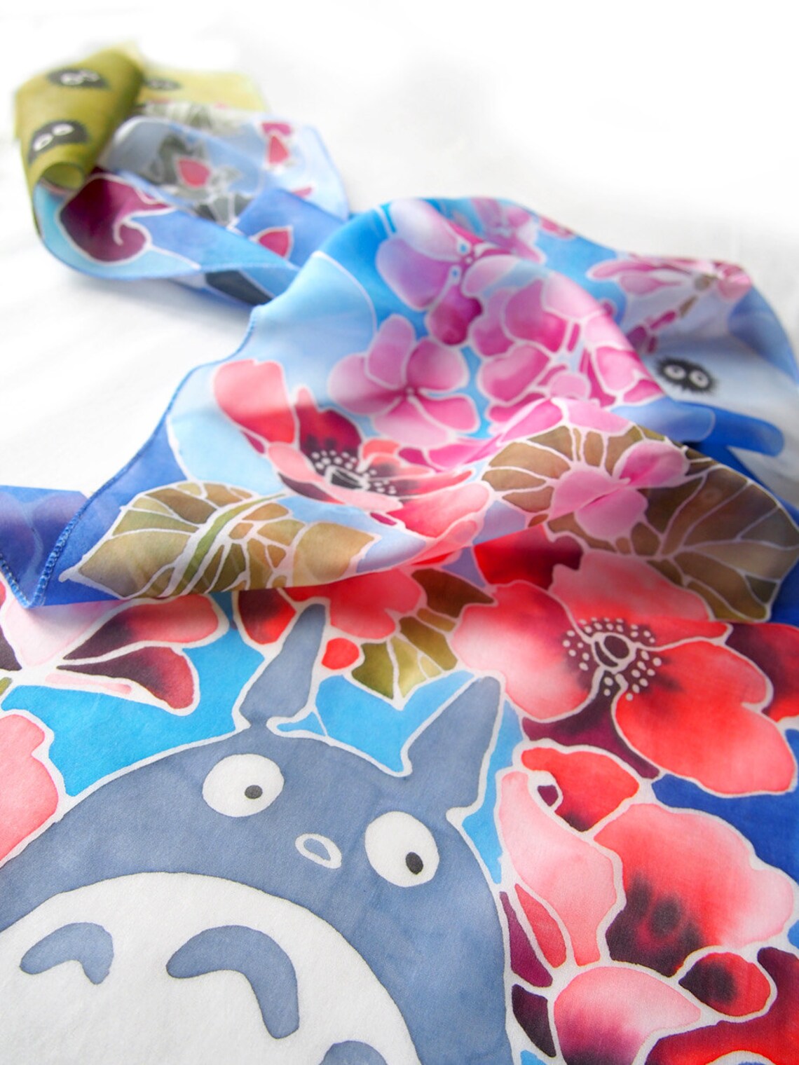 Totoro Silk Scarf, Hand Painted Scarves With My Neighbor Totoro and ...